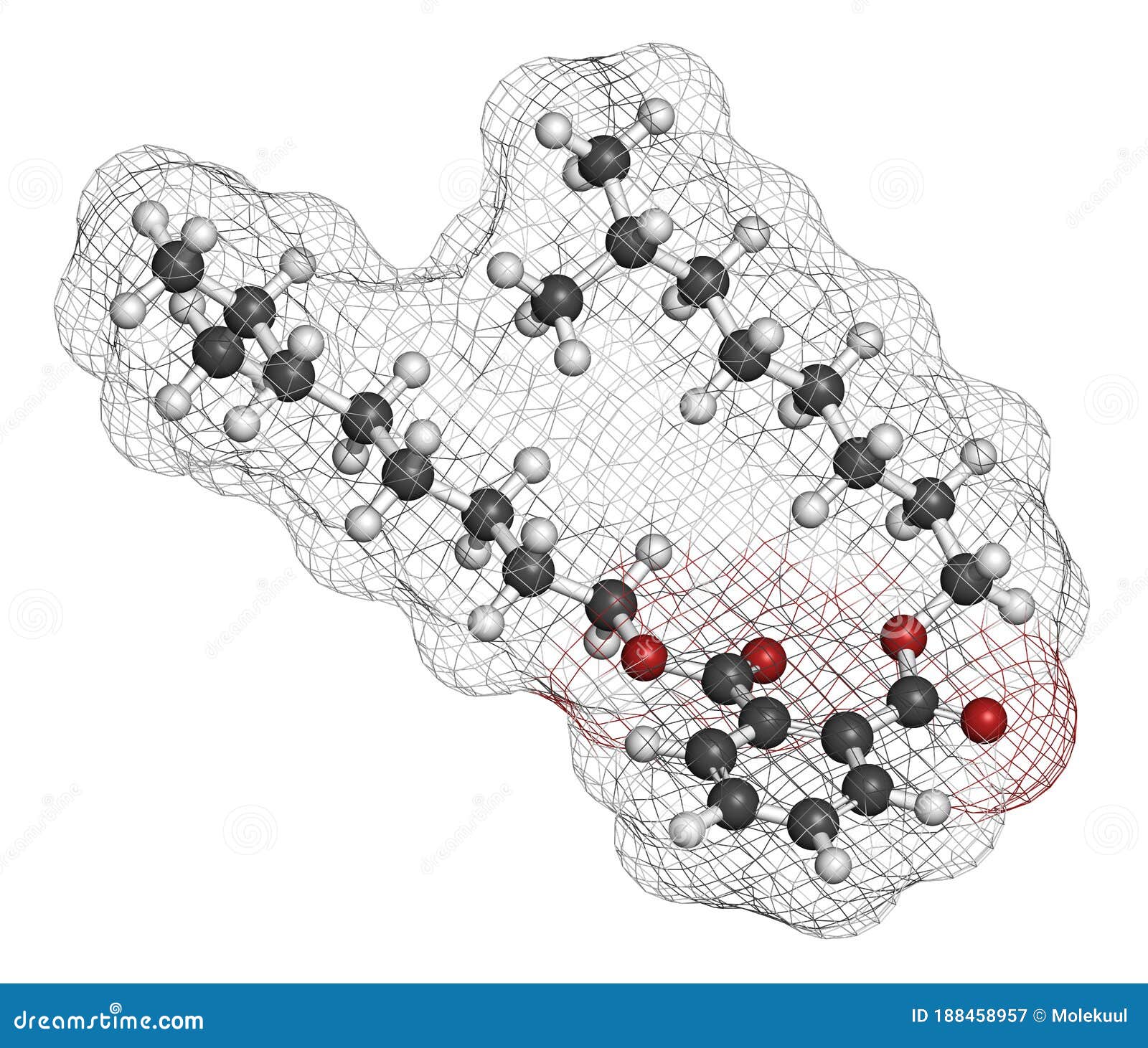 Diisononyl Phthalate (DINP) Plasticizer Molecule. Atoms are Represented ...