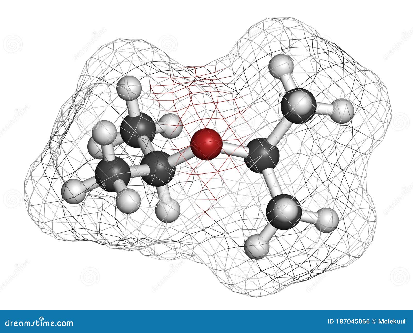 Diisopropyl Ether Chemical Solvent Molecule. Atoms are Represented As ...