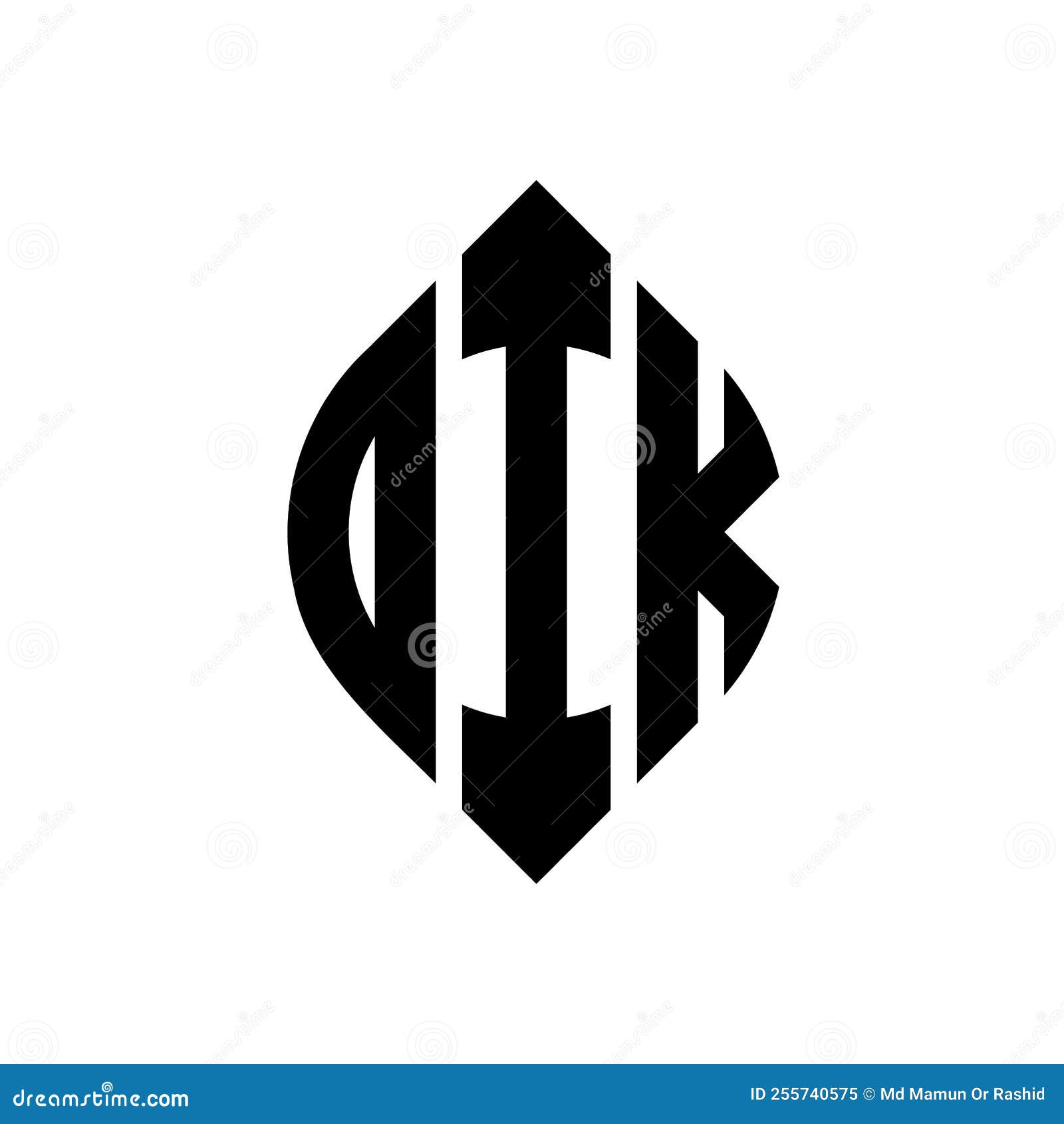 DIK Circle Letter Logo Design with Circle and Ellipse Shape. DIK ...