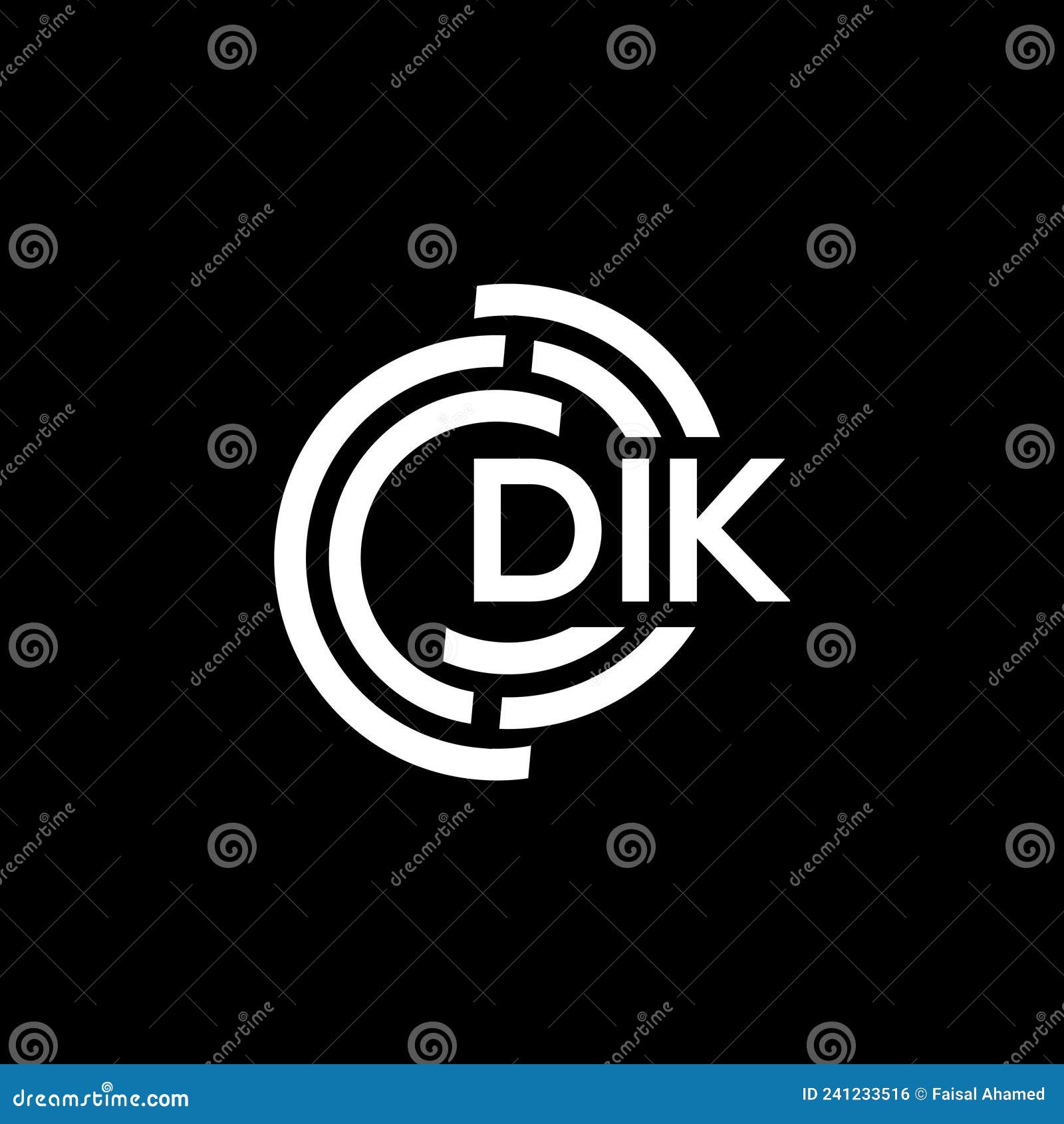 DIK Letter Logo Design On Black Background. DIK Creative Initials ...