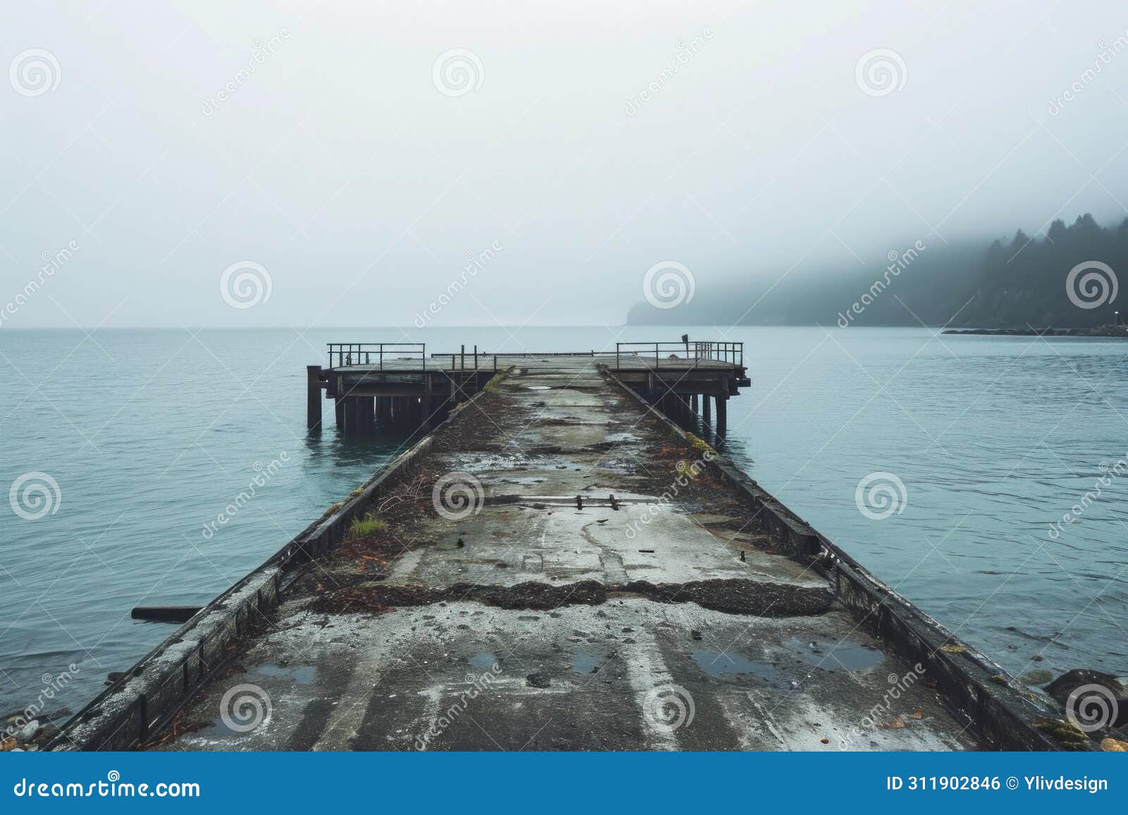 Dilapidated Abandoned Pier Waterfront. Generate Ai Stock Photo - Image ...