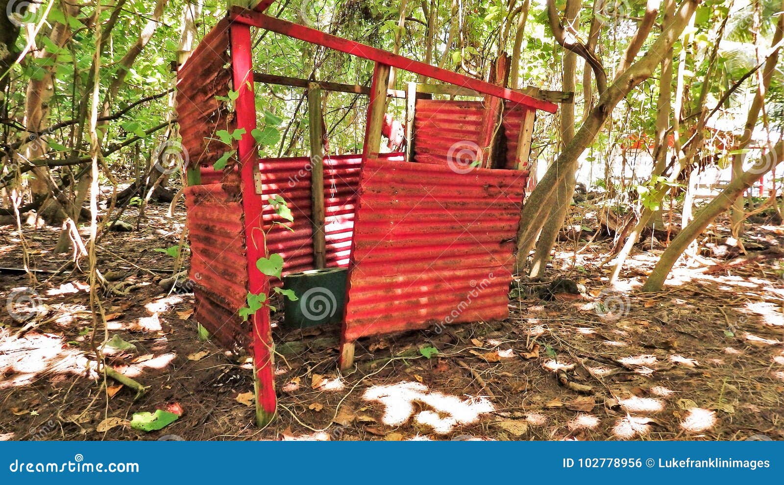Dilapidated Abandoned Tin Outhouse Stock Photo - Image of latrine, cook ...