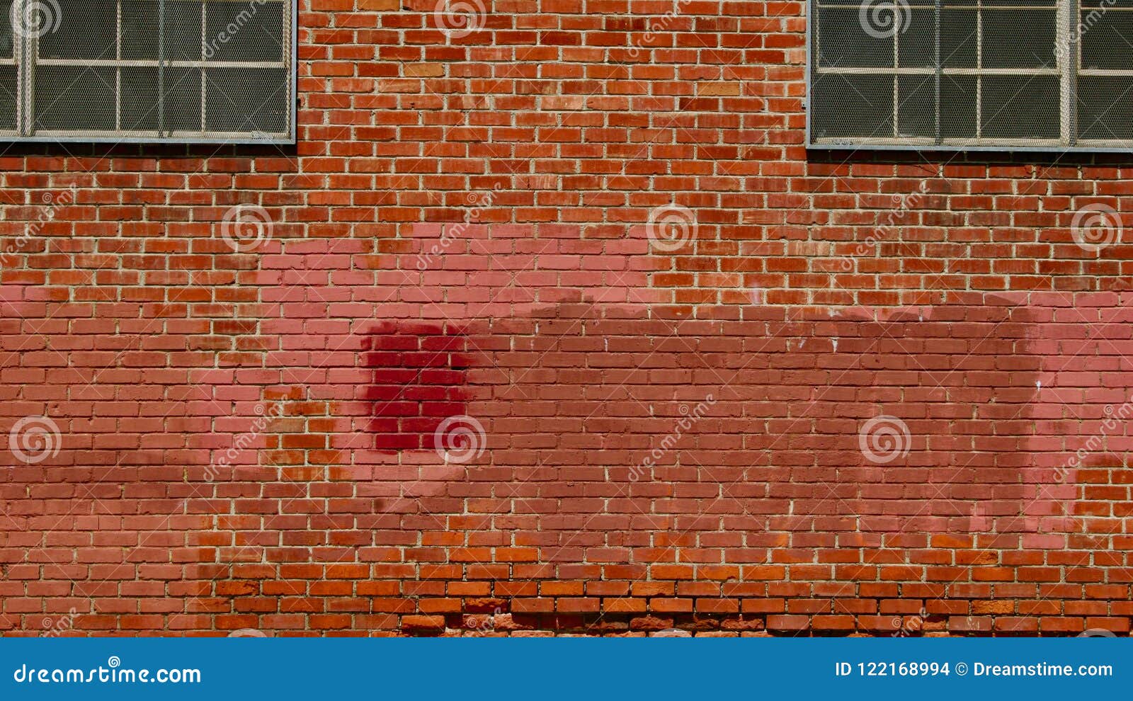 Dilapidated Brick Wall with Two Windows Stock Photo - Image of ...