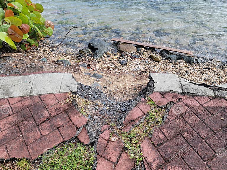 Dilapidated or Broken Red Brick Path or Trail Stock Photo - Image of ...