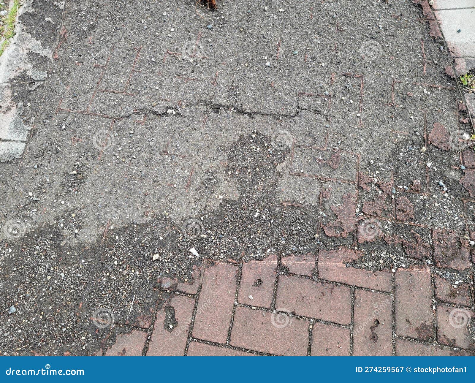 Dilapidated or Broken Red Brick Path or Trail Stock Image - Image of ...