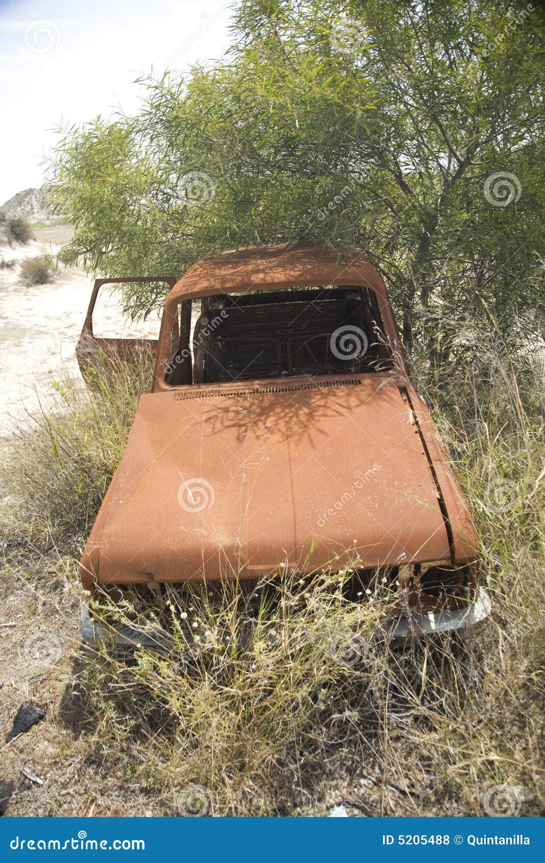 Dilapidated car front stock photo. Image of murcia, shrub - 5205488