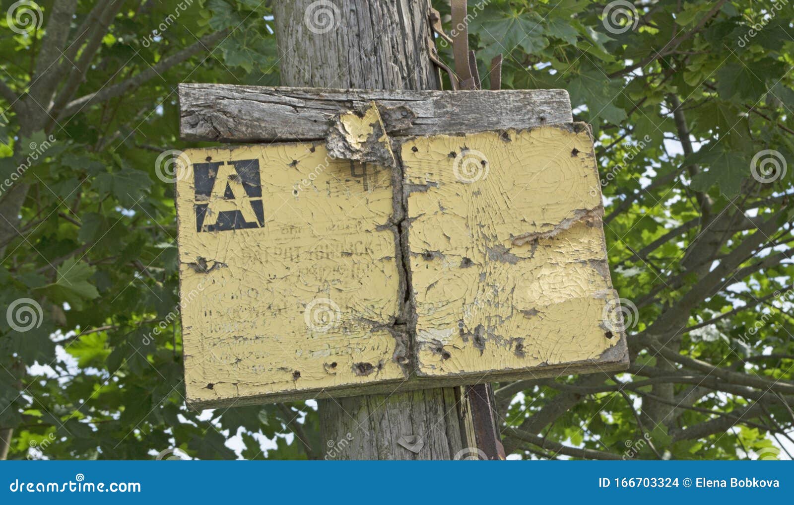 A Dilapidated Sign at the Bus Stop with a Flight Schedule Stock Photo ...