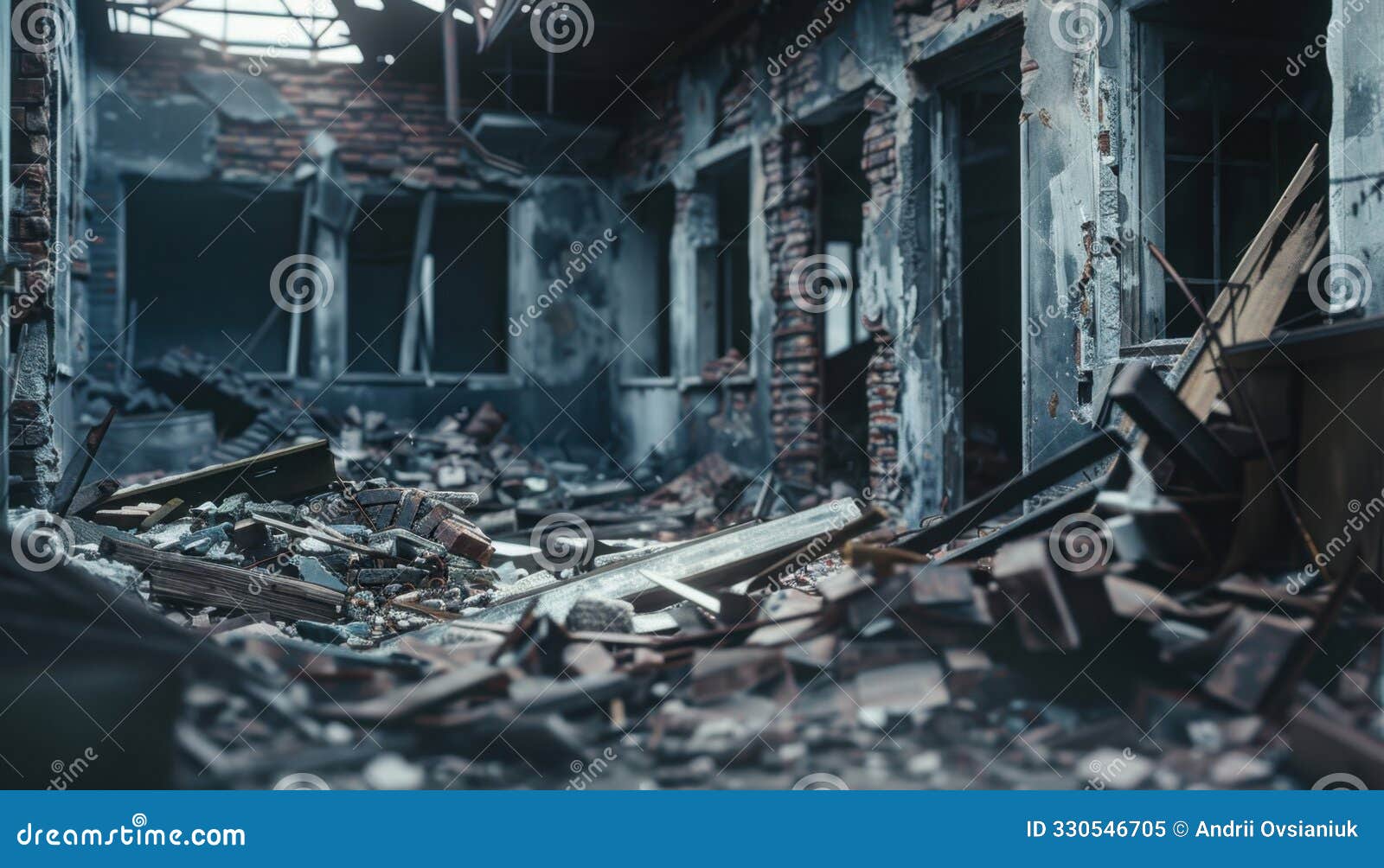 Debris Covers the Floor of an Abandoned Building in a State of Decay ...