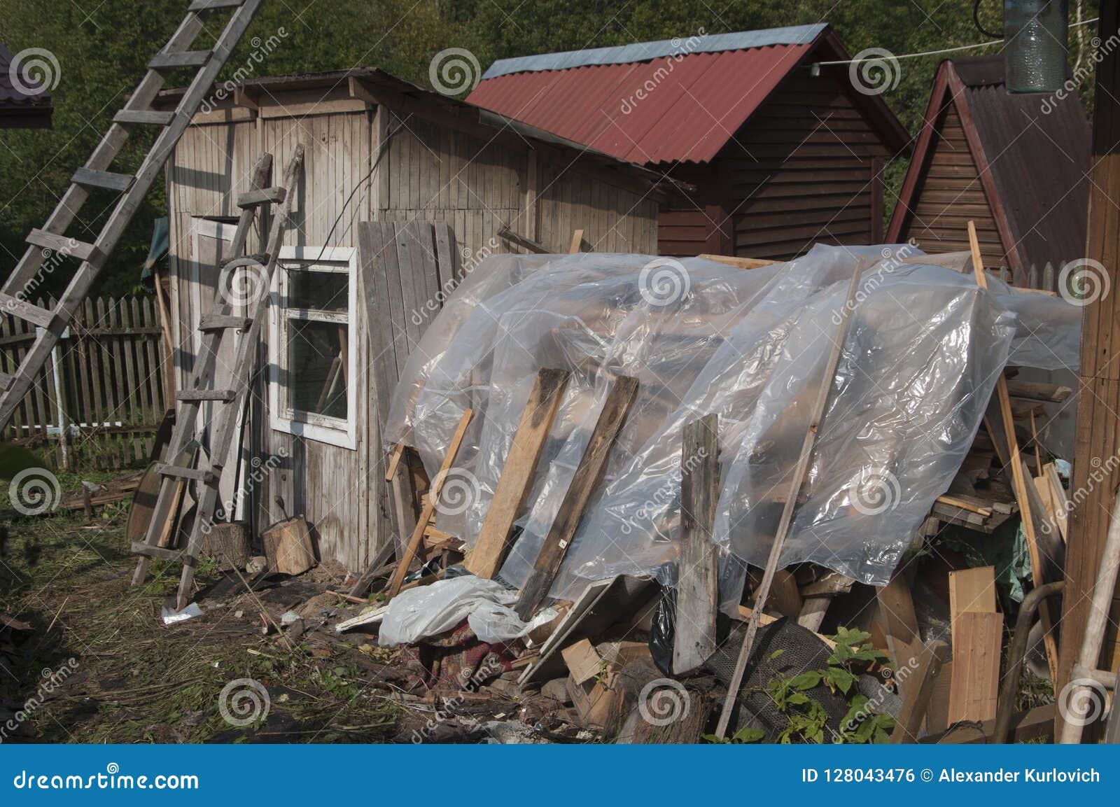 Dilapidated Structure in a Village Stock Photo - Image of barn, wire ...