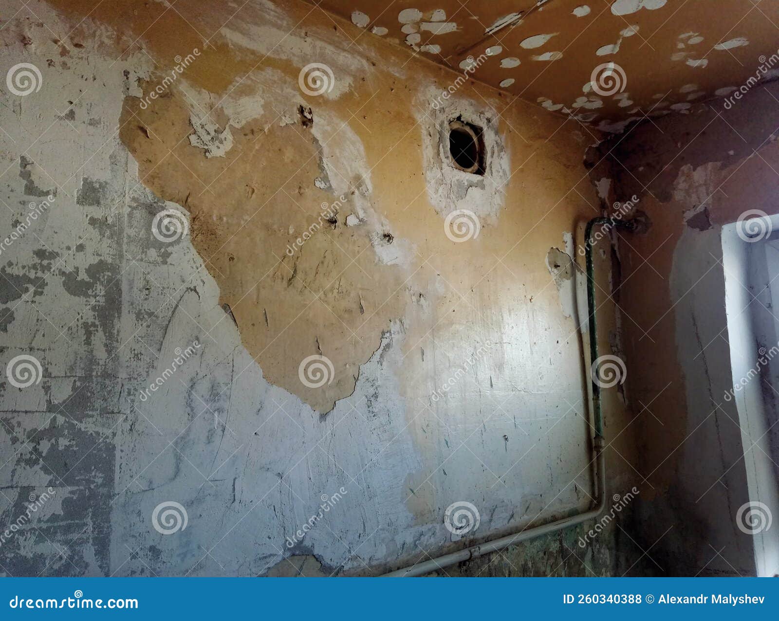 Dilapidated Walls and Ceiling Stock Photo - Image of holes, hole: 260340388