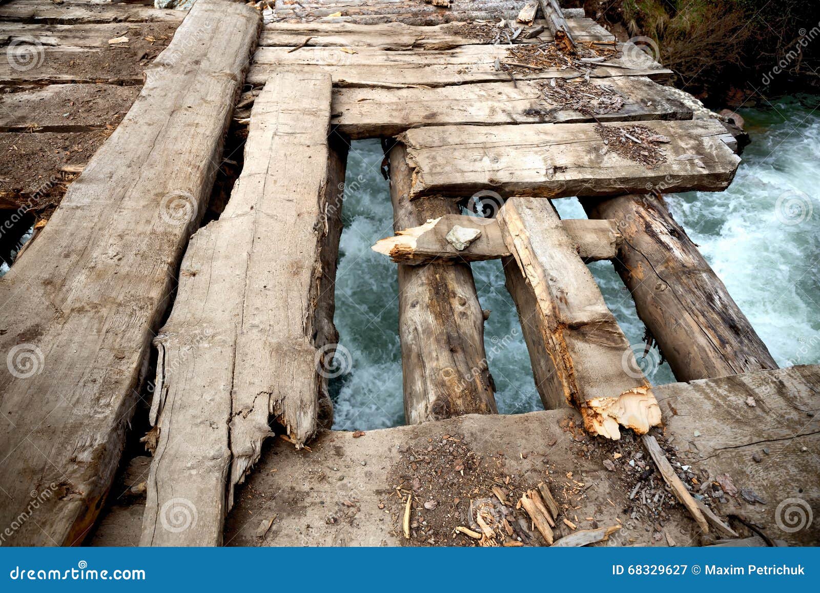 Deformed And Dilapidated Wooden Bridge Royalty-Free Stock Photography ...