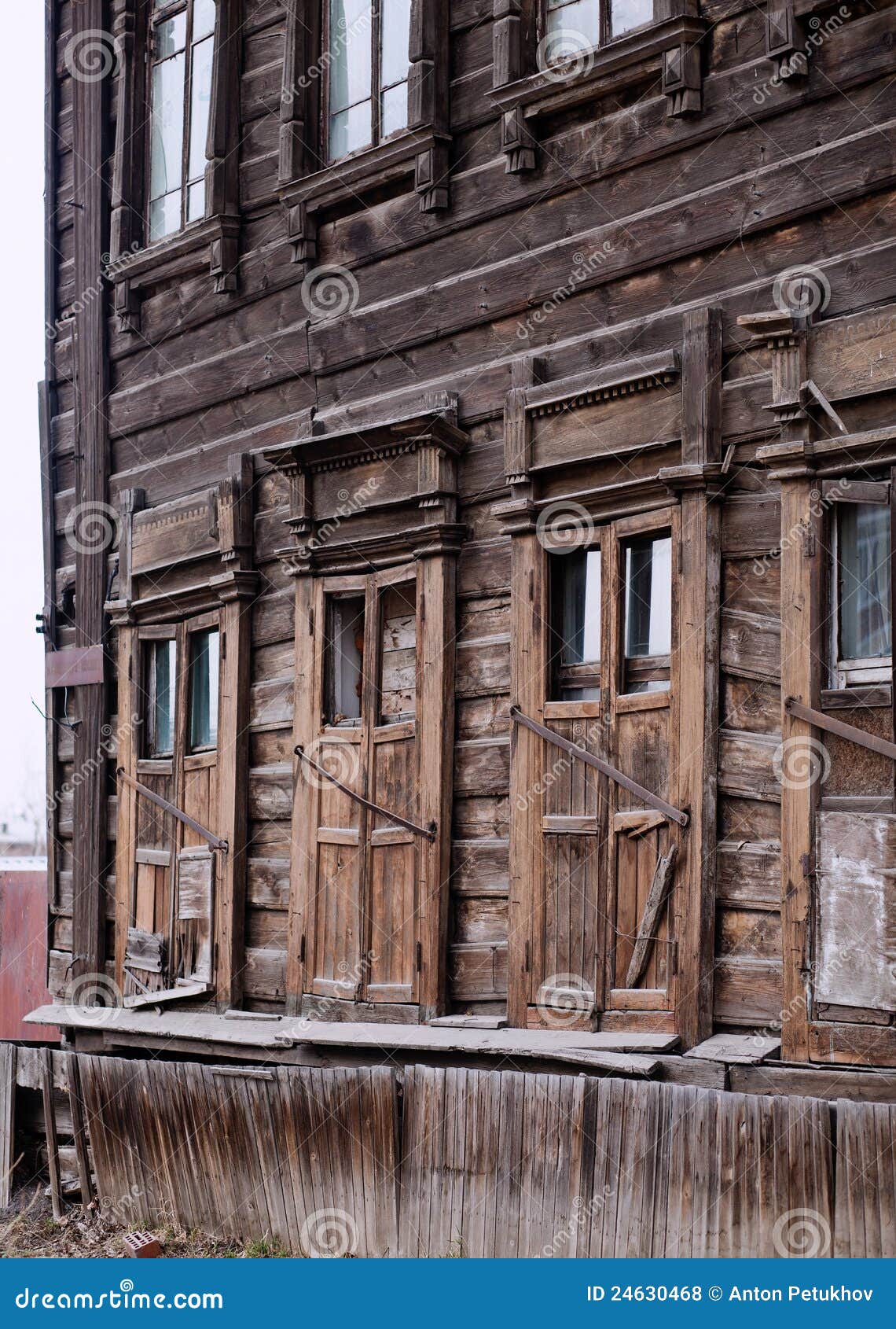 Dilapidated Wooden Building Stock Photo - Image of glass, condition ...