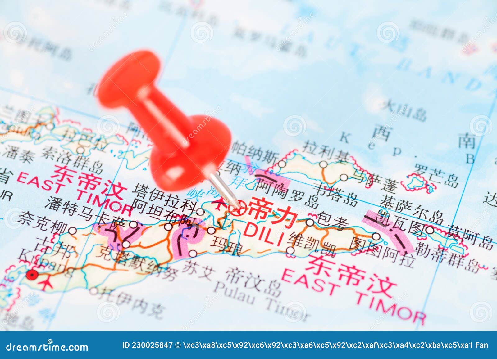 Dili, the Capital of East Timor, Marked by a Tack on the Map Editorial ...