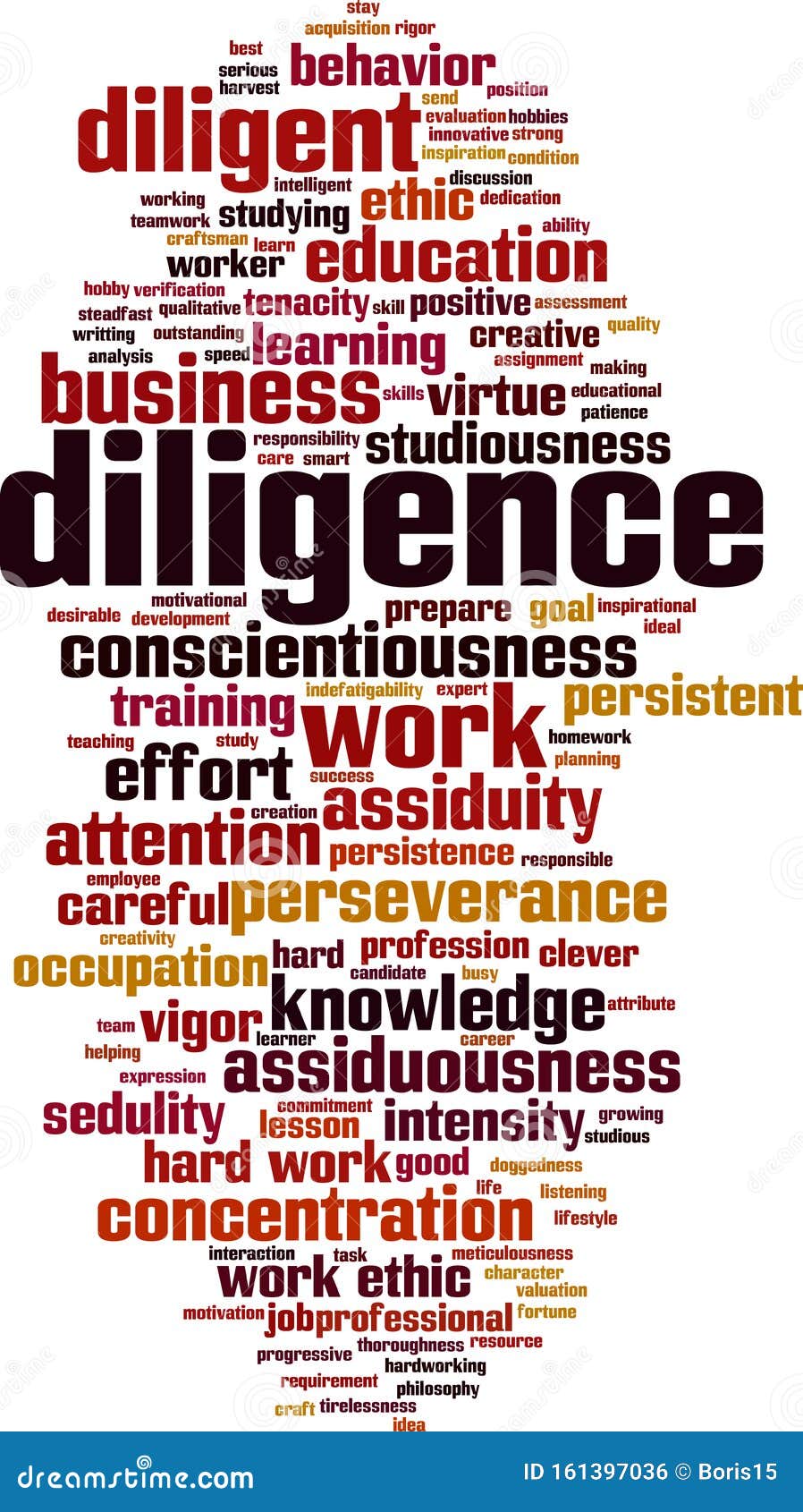 Diligence word cloud stock vector. Illustration of dedication - 161397036