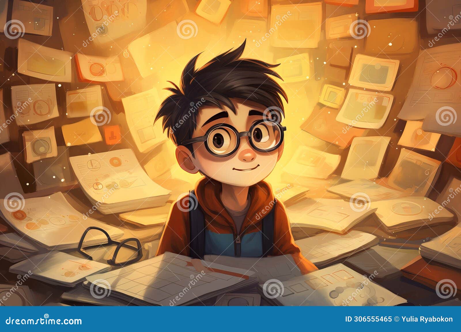 Diligent Boy Doing Math Homework. Generate Ai Stock Image - Image of ...