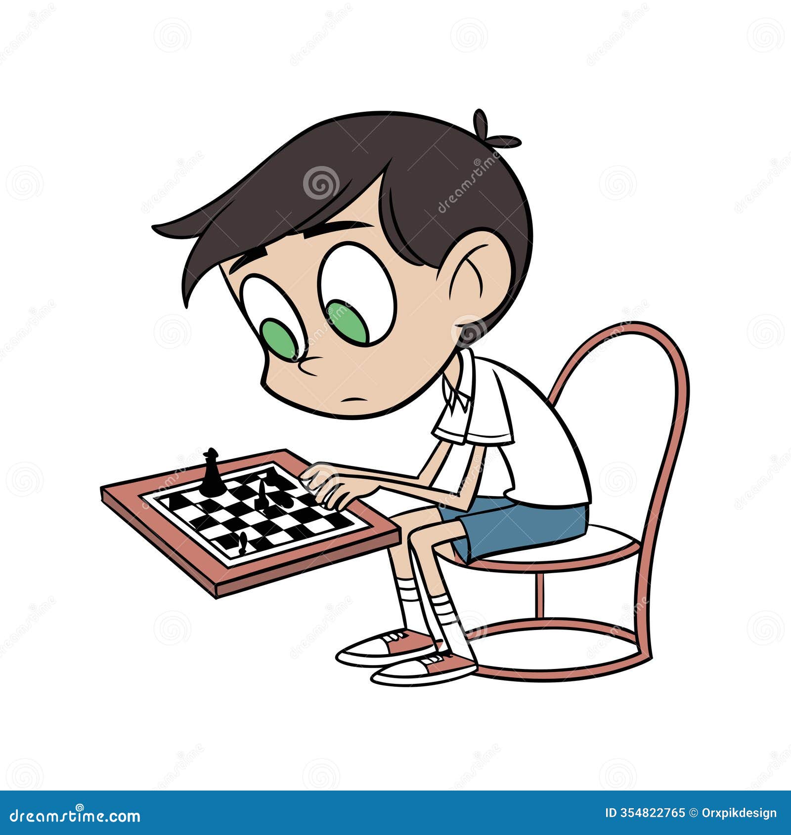 Diligent Cartoon Boy Mastering Chess Skills Stock Illustration ...
