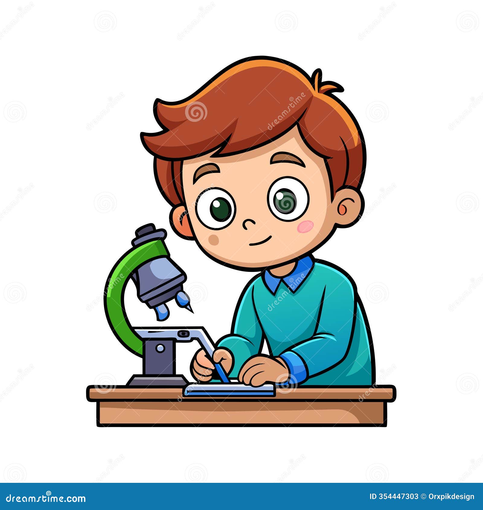 Diligent Cartoon Boy Working on Projects Stock Vector - Illustration of ...
