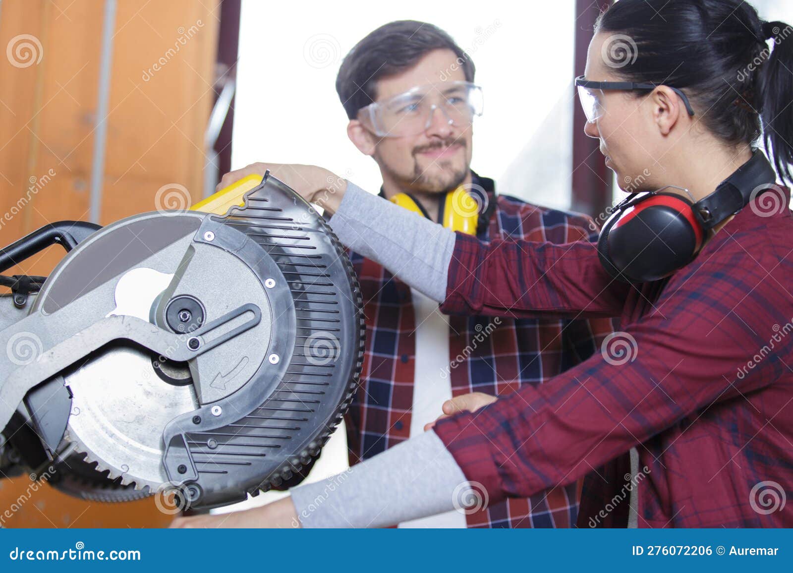 Diligent Friendly Smiling Male Worker with Female Apprentice Stock ...