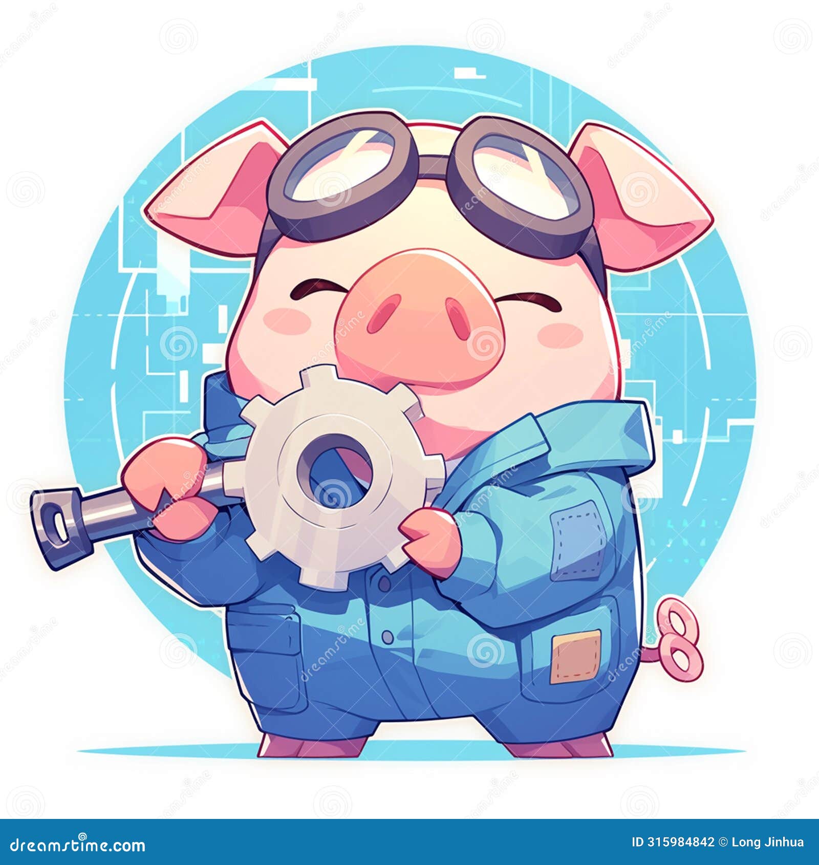 A Diligent Pig Software Engineer Cartoon Style Stock Vector ...