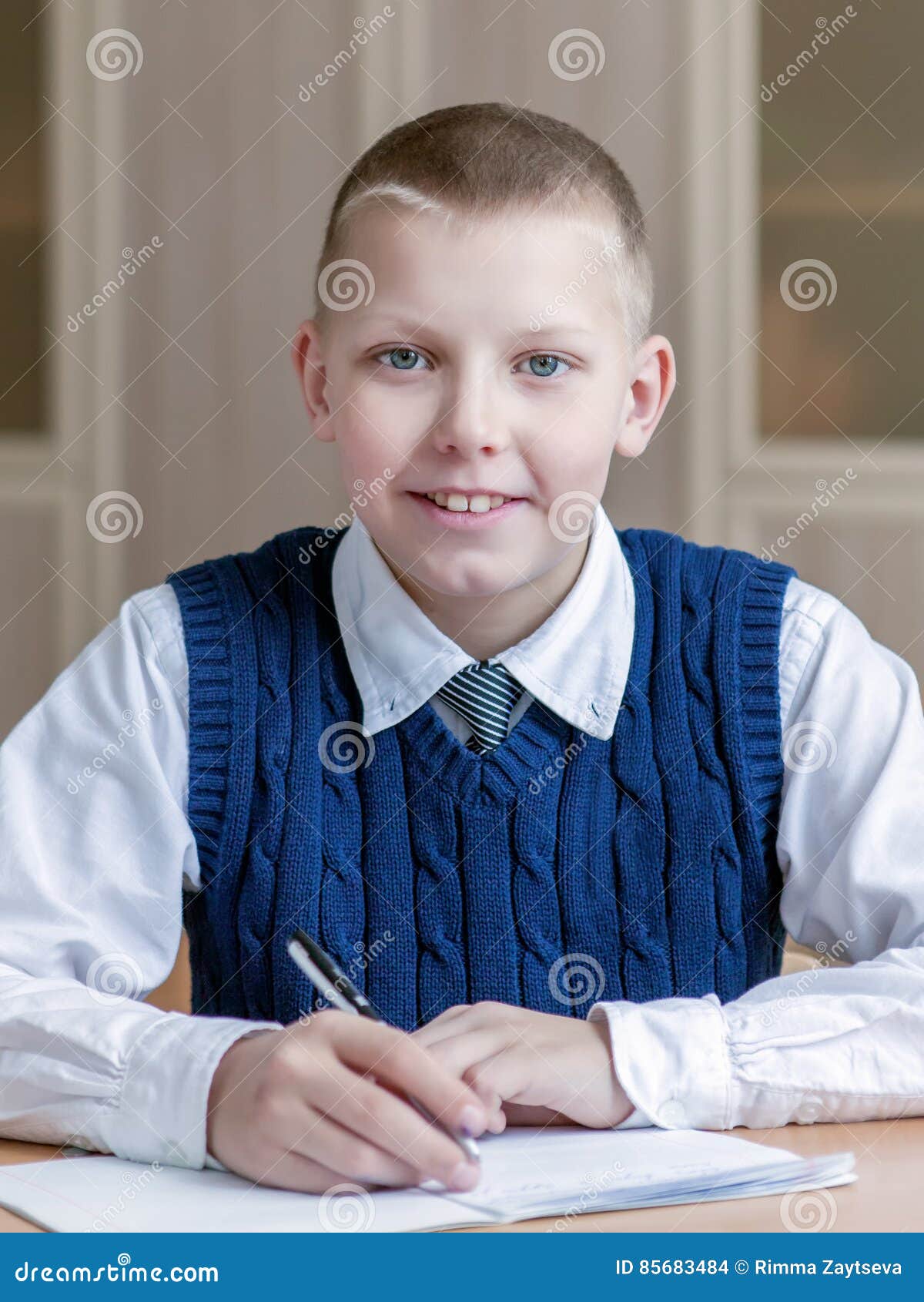 Diligent Student Sitting at Desk, Classroom Stock Photo - Image of ...