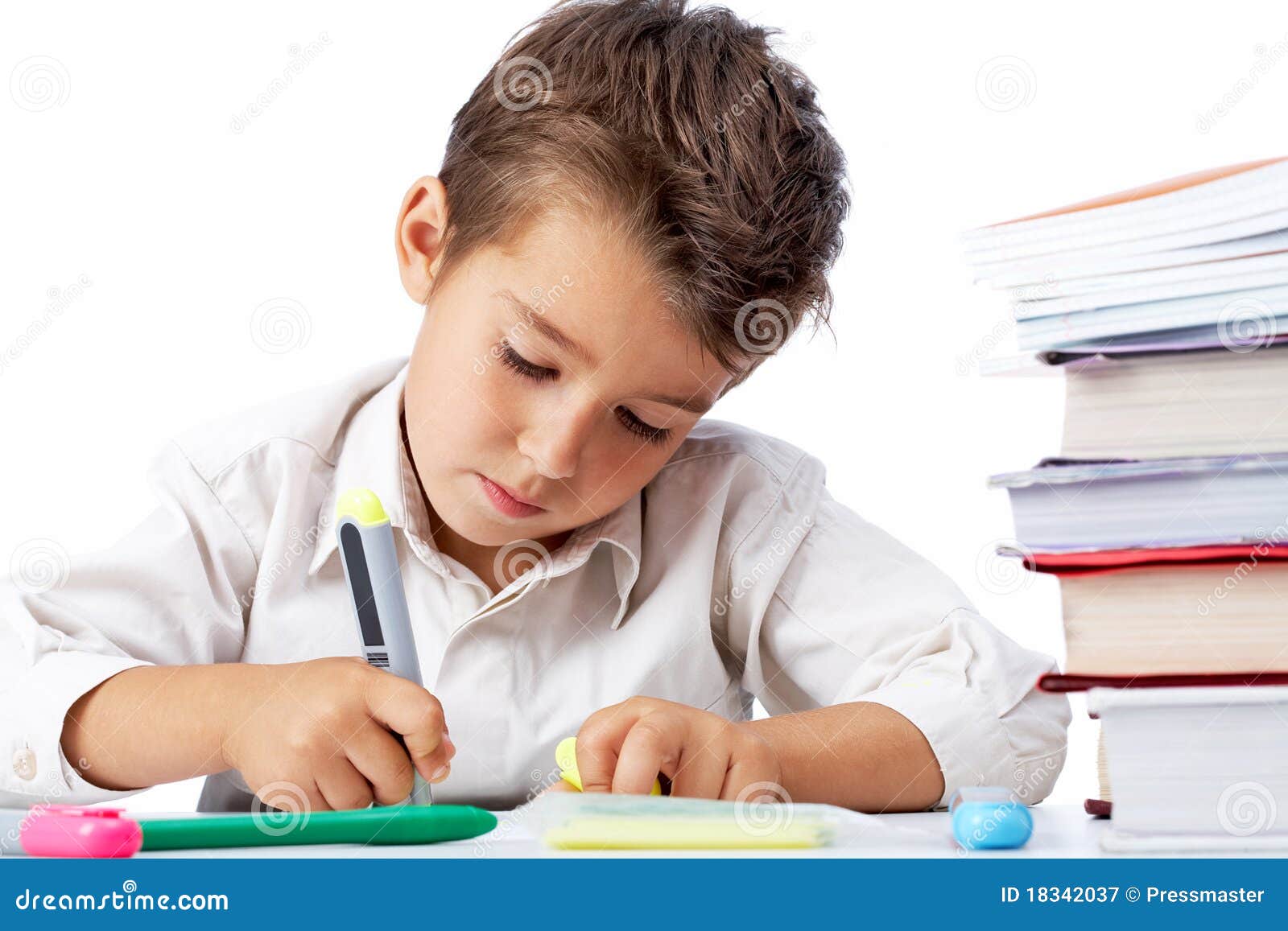 Diligent pupil stock image. Image of crayon, child, holding - 18342037
