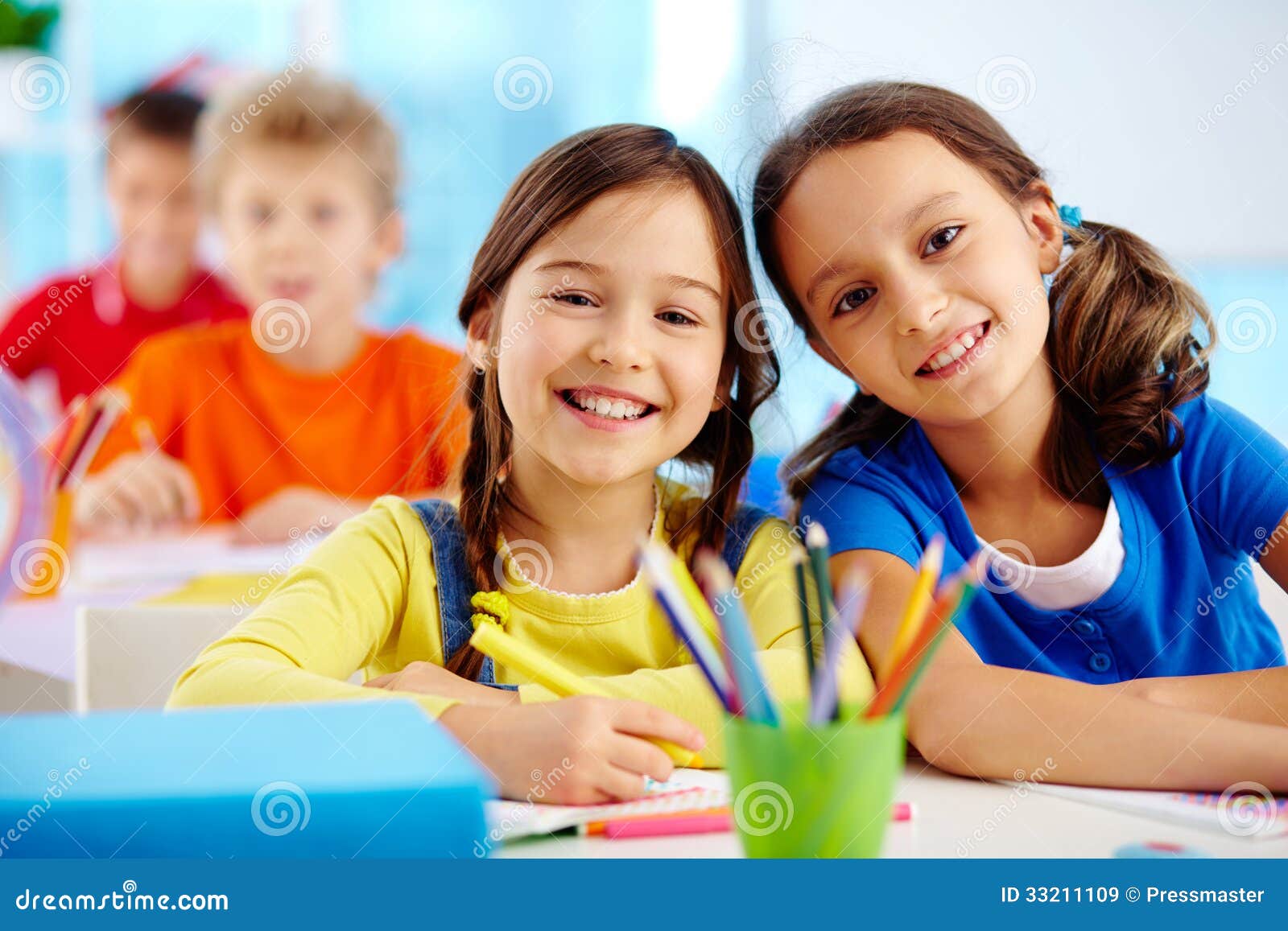 Diligent pupils stock image. Image of beautiful, emotion - 33211109