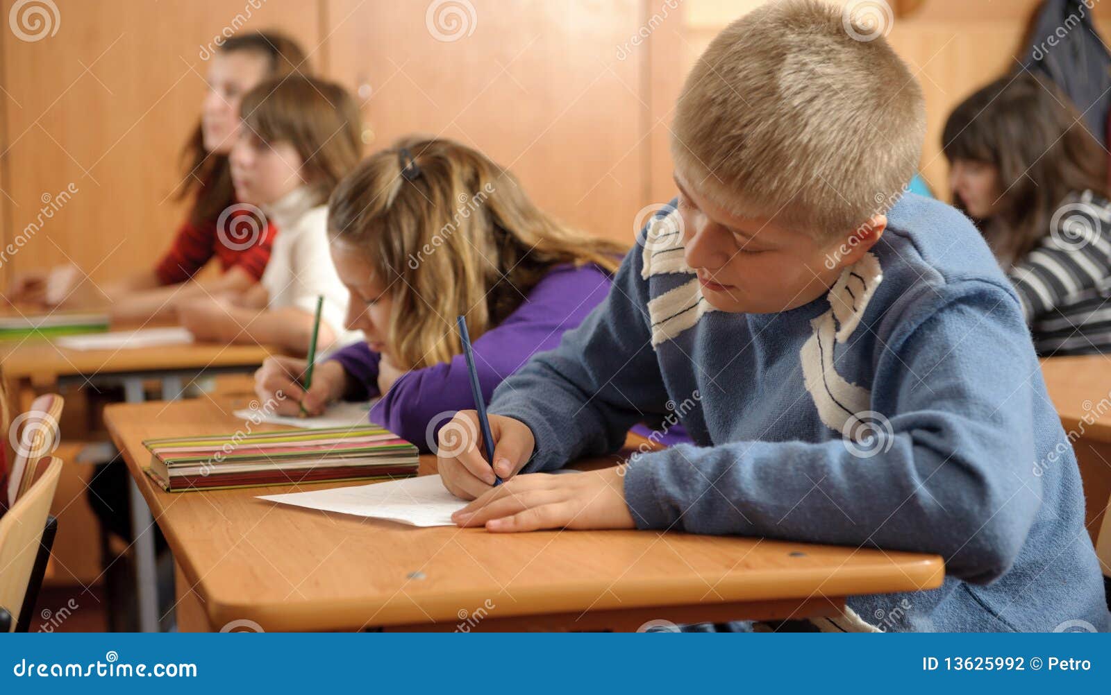 Diligent schoolboy stock photo. Image of studying, cute - 13625992