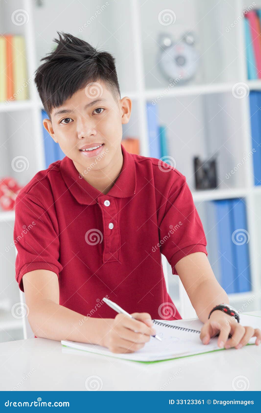 Diligent schoolboy stock image. Image of learner, lesson - 33123361