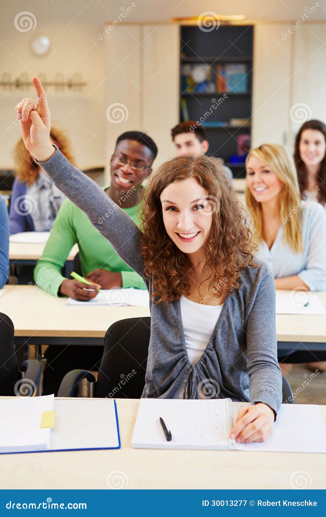 Diligent Student Raising Hand Stock Image - Image of learn, student ...