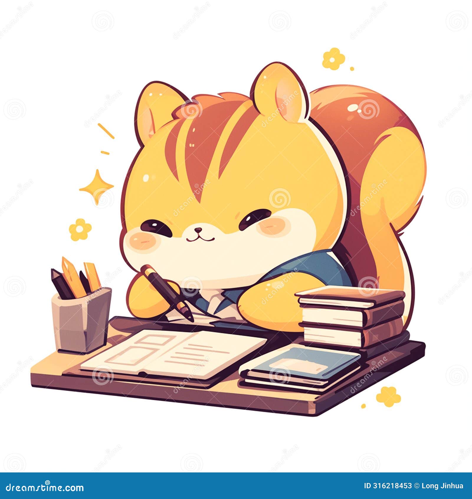 A Diligent Squirrel Writer Cartoon Style Stock Vector - Illustration of ...