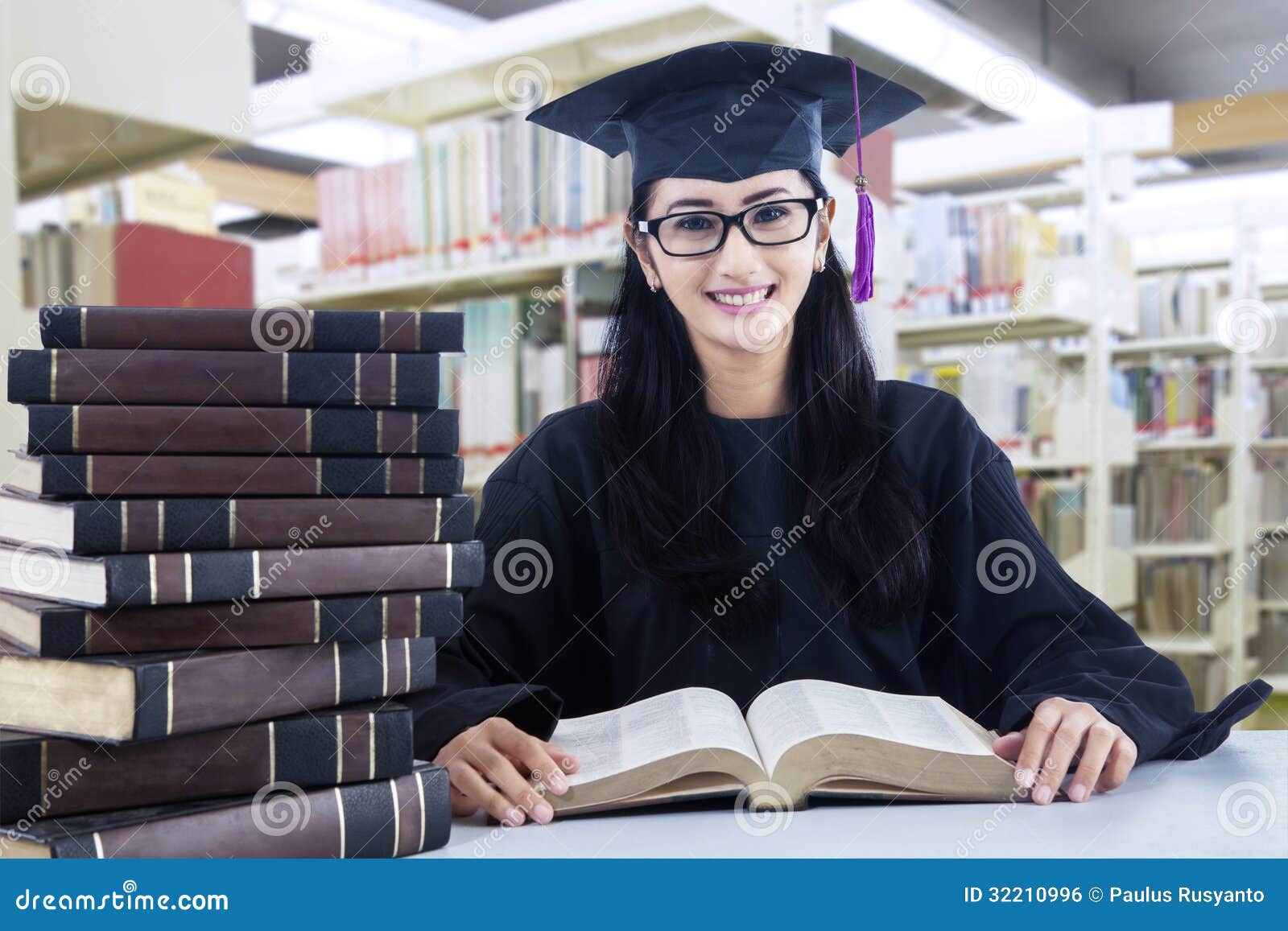 Diligent Student in Library Stock Photo - Image of college, beautiful ...