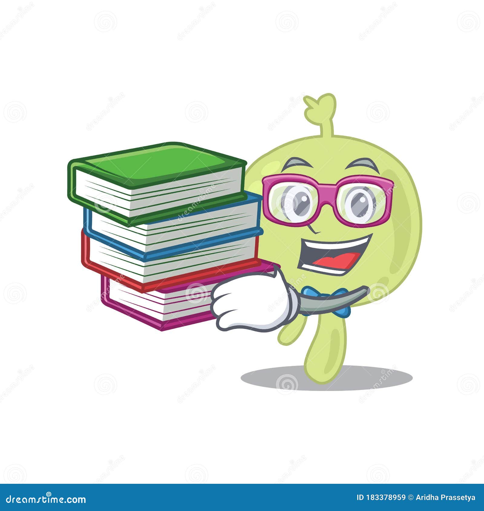 A Diligent Student in Lymph Node Mascot Design Concept Read Many Books ...