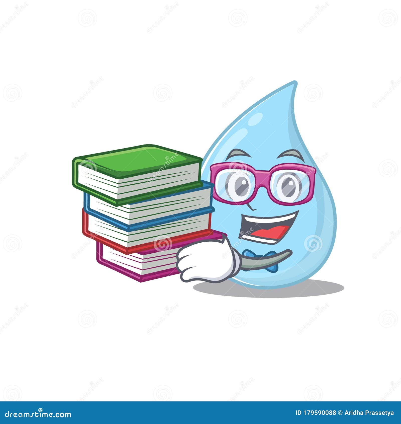 A Diligent Student in Raindrop Mascot Design Concept with Books Stock ...