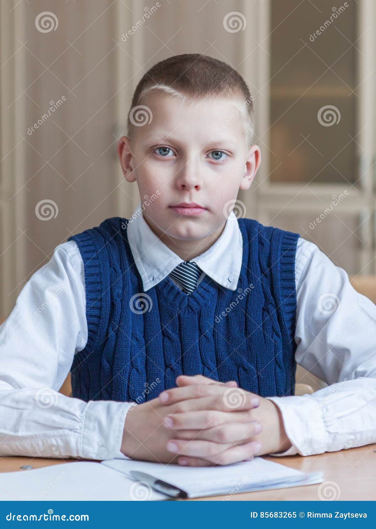 Diligent Student Sitting at Desk, Classroom Stock Image - Image of ...