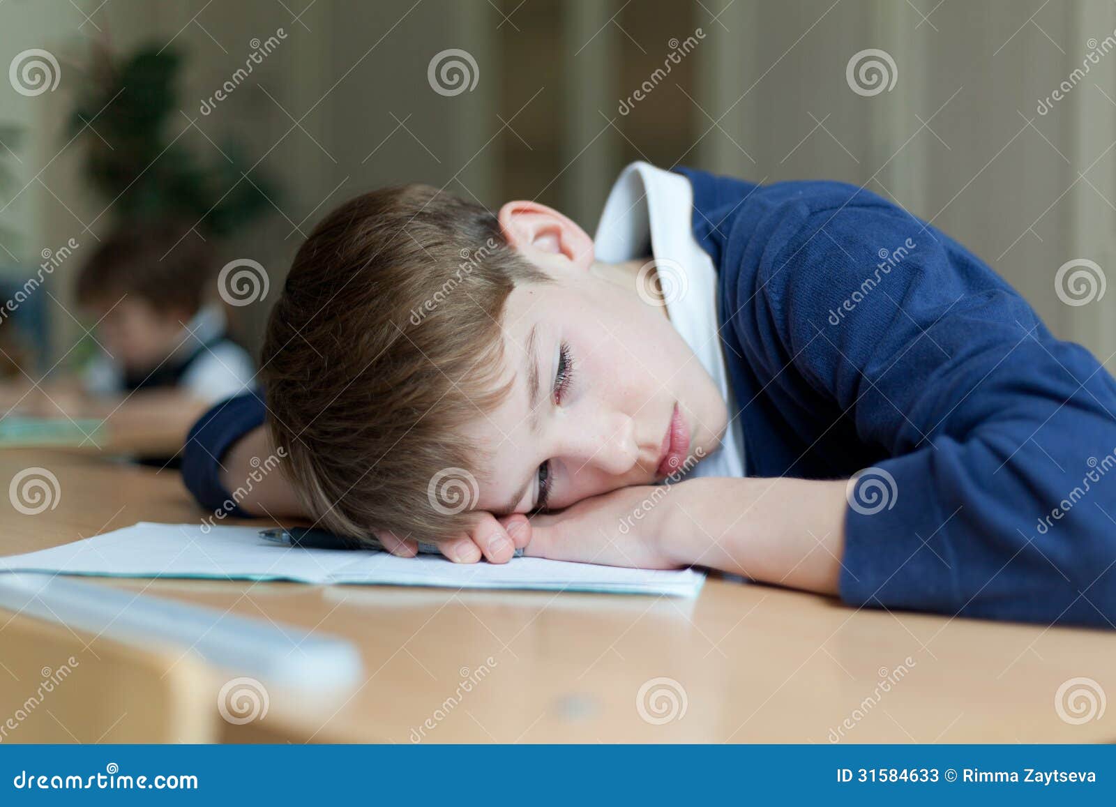 Diligent Student Sitting at Desk, Classroom Stock Image - Image of ...