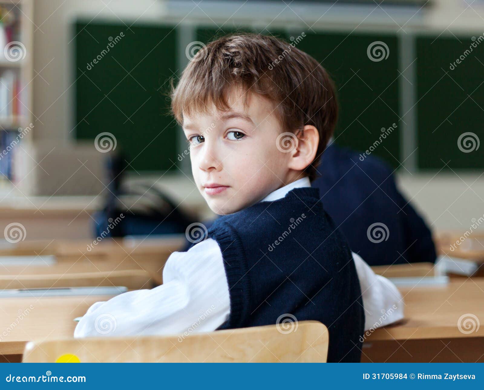 Diligent Student Sitting At Desk, Classroom Royalty-Free Stock Image ...