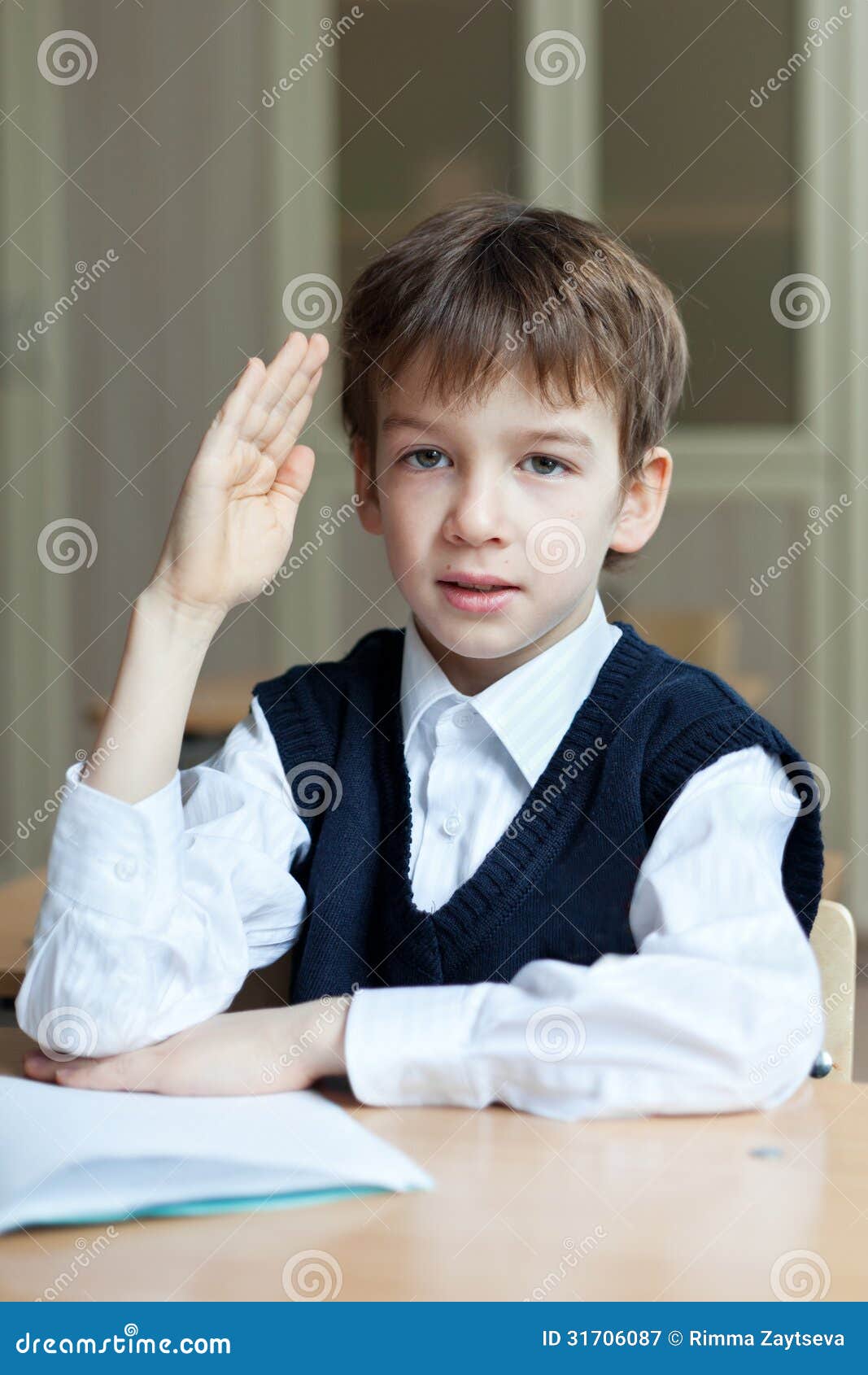 Diligent Student Sitting at Desk, Classroom Stock Image - Image of ...