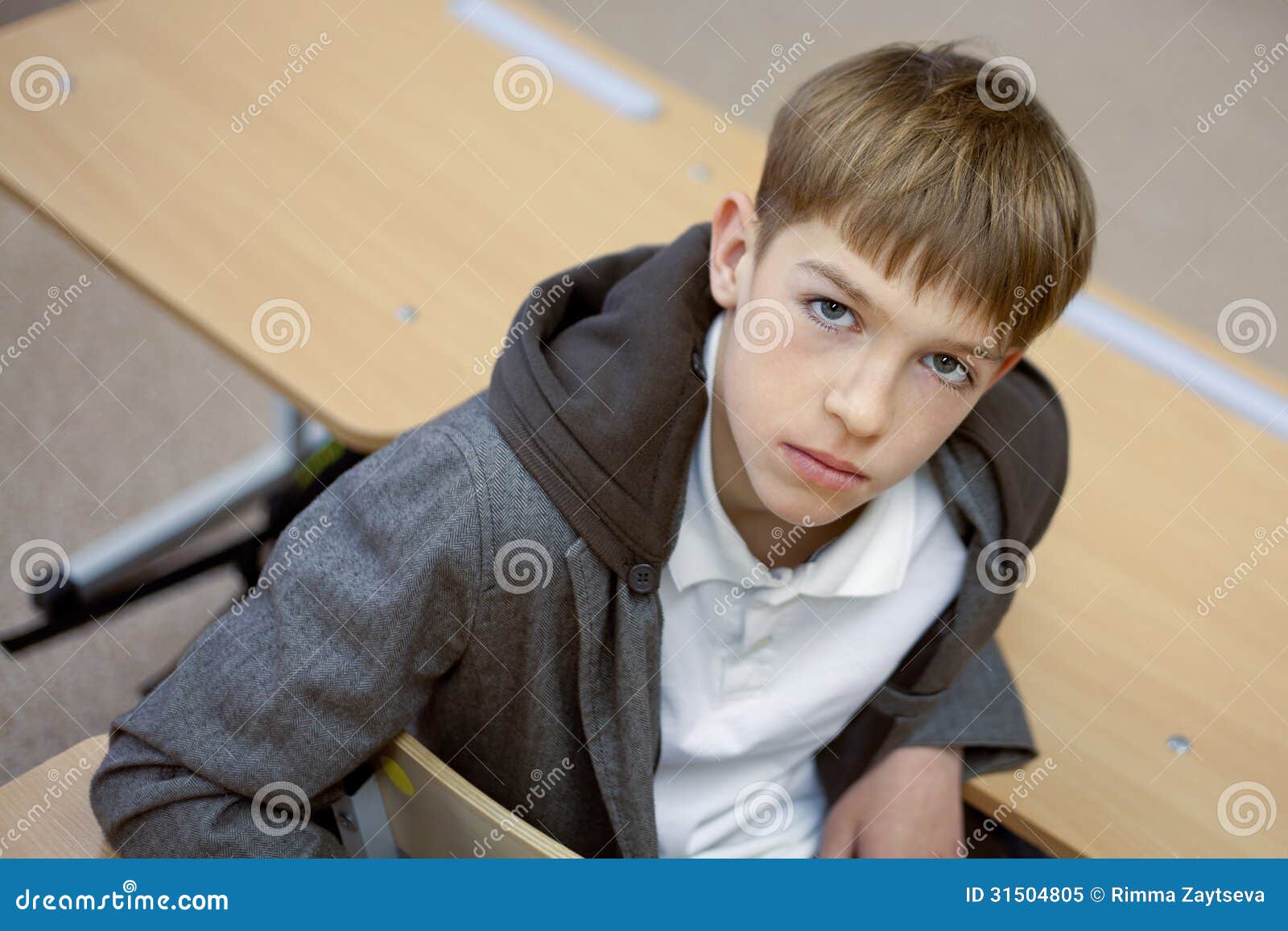 Diligent Student Sitting At Desk, Classroom Royalty-Free Stock ...