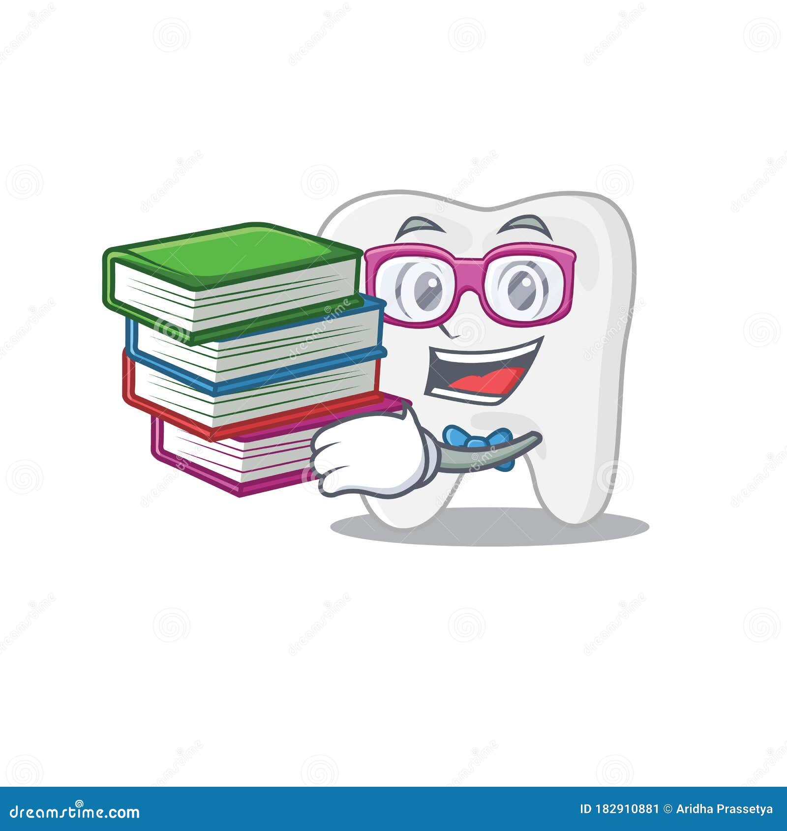 A Diligent Student in Tooth Mascot Design Concept Read Many Books Stock ...