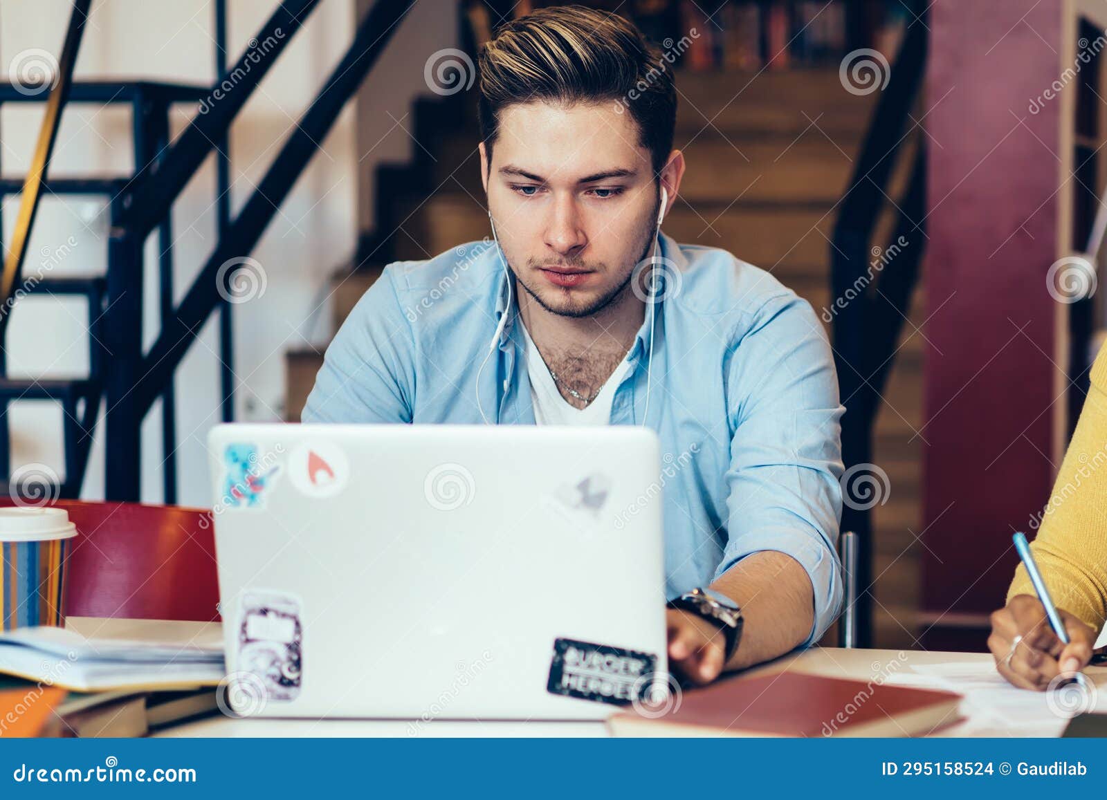 Diligent Students Learning in Library Together Stock Photo - Image of ...
