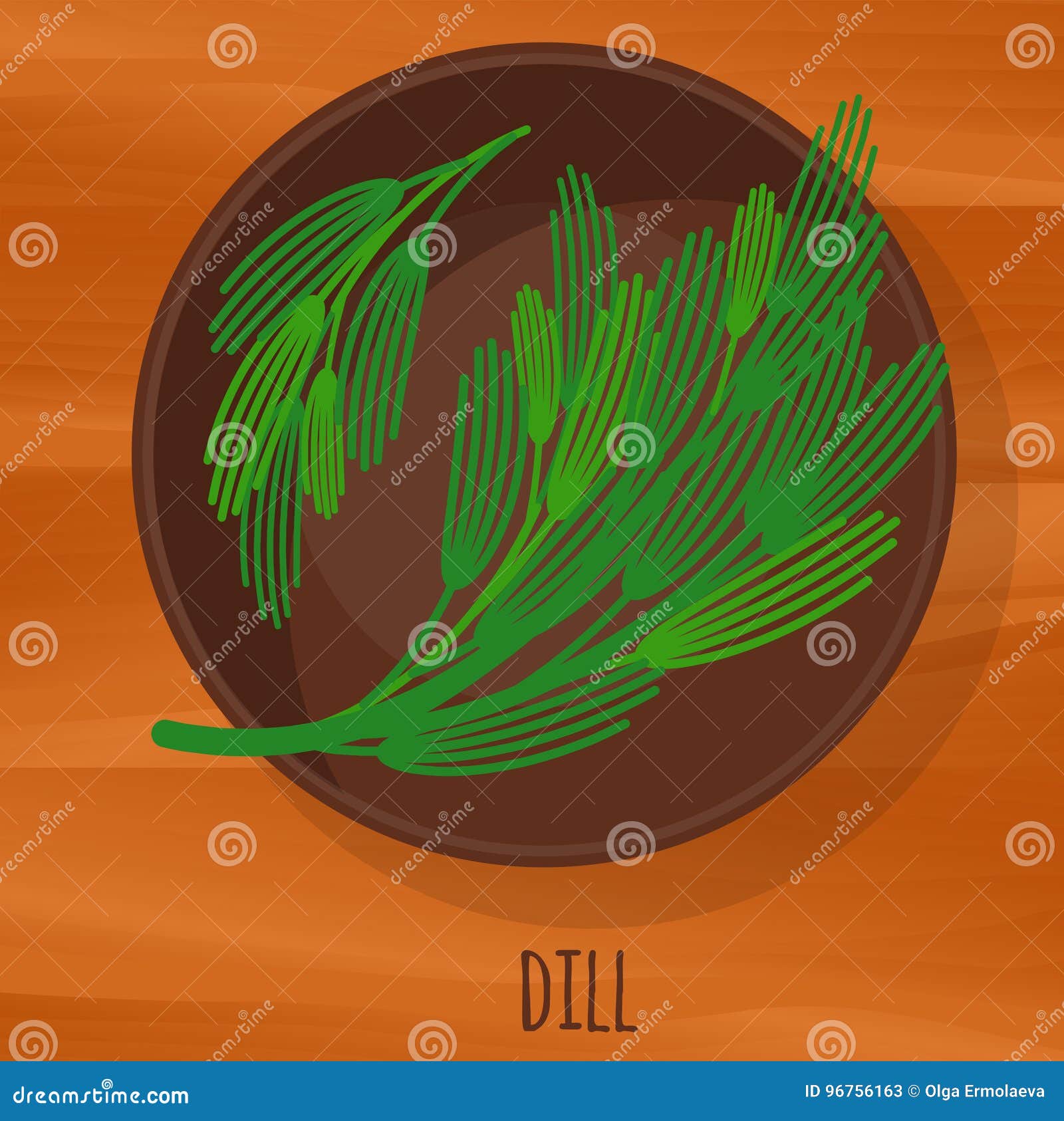 Dill flat design icon. stock vector. Illustration of diet - 96756163