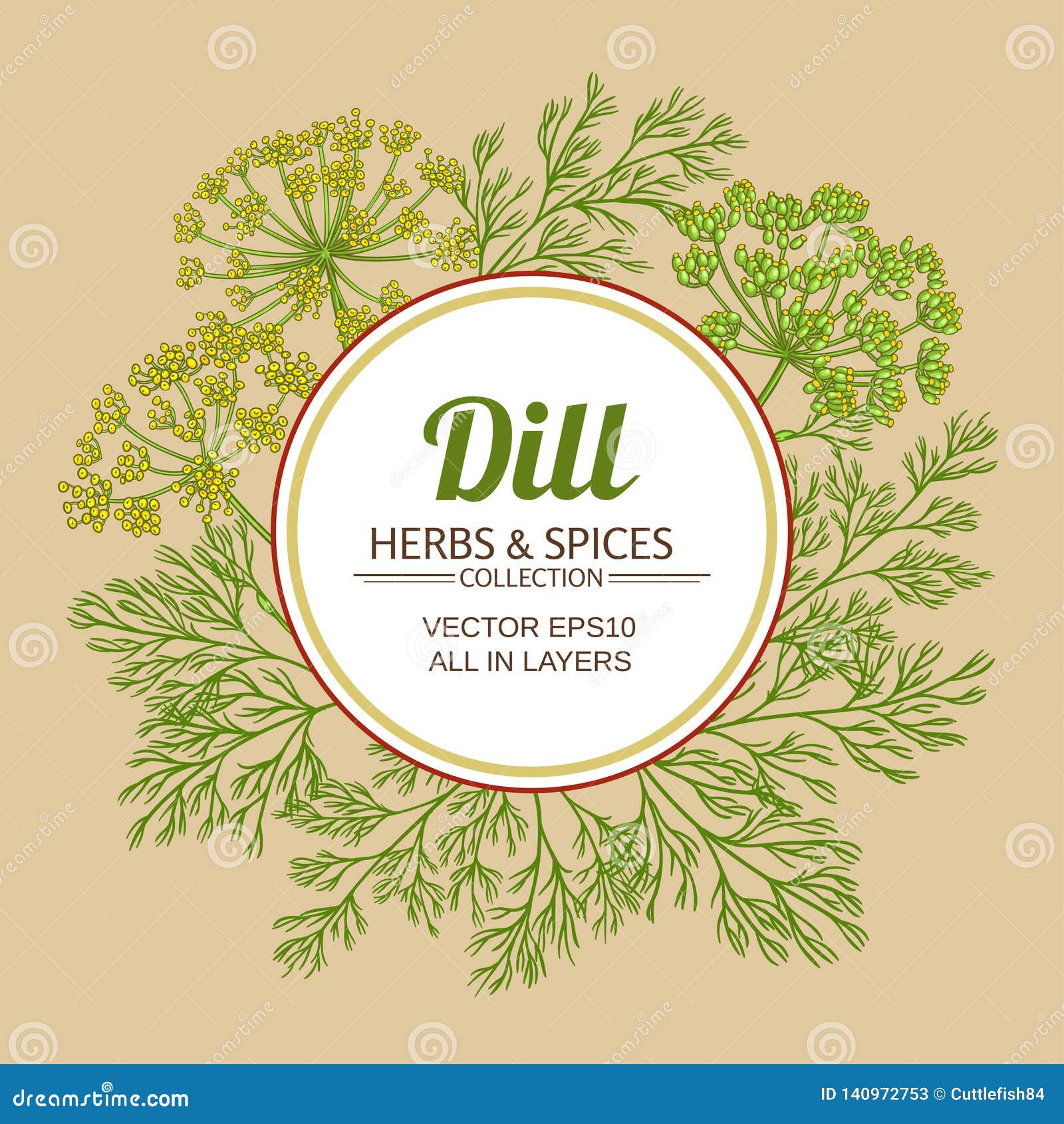 Dill vector frame stock vector. Illustration of graphic - 140972753