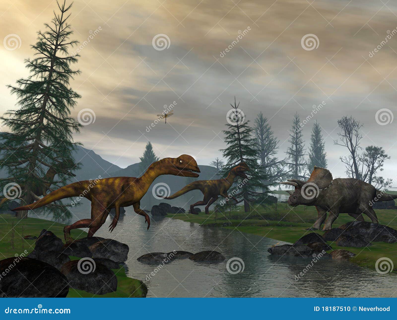 Dilopho tricera stock illustration. Illustration of monster - 18187510