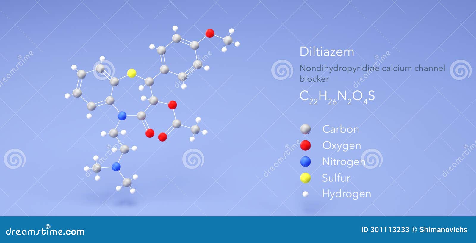 Diltiazem Molecule, Molecular Structures, Nondihydropyridine Calcium ...