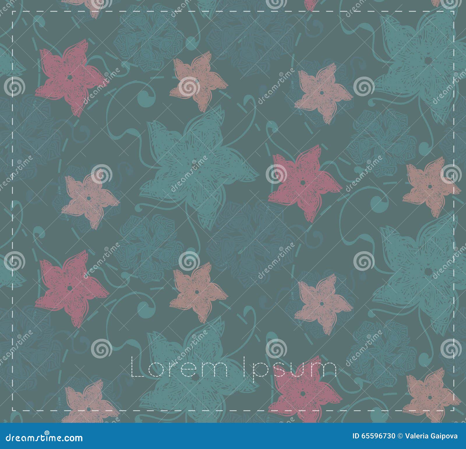 Dim Card with Abstract Flowers and Leaves. Stock Vector - Illustration ...