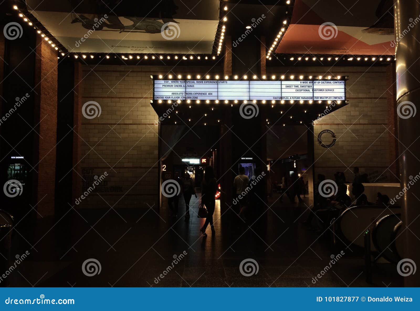 Dim Light in Front of the Theater with Neon Sign Editorial Photography ...