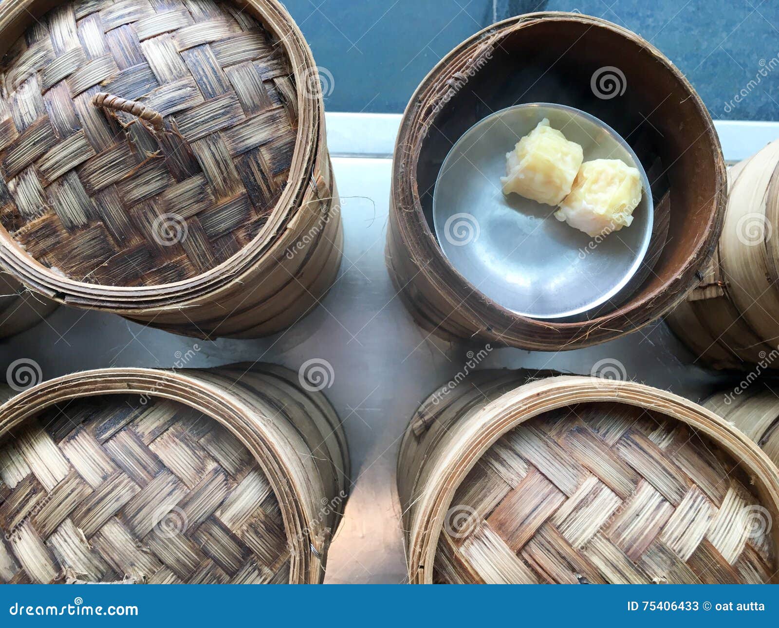 Dim Sum in Bamboo Basket, Chinese Cuisine Stock Image - Image of bamboo ...