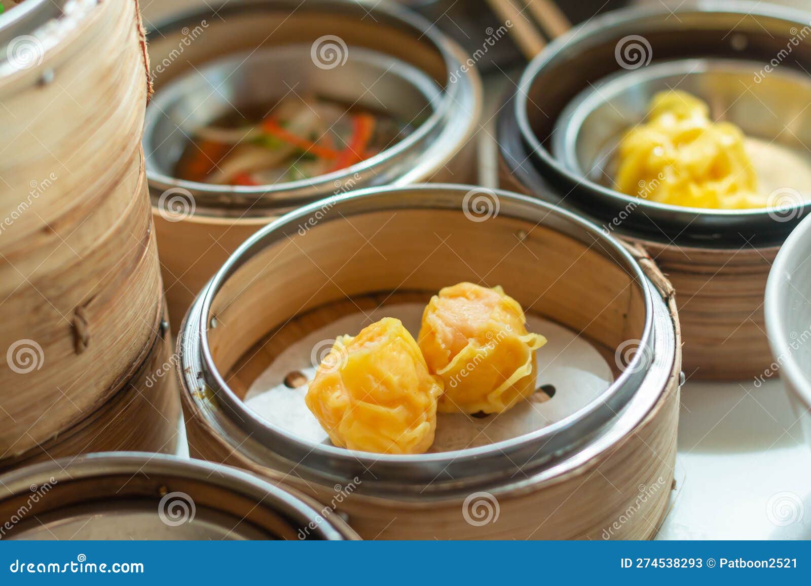 Dim Sum in Bamboo Steamer, Chinese Cuisine Stock Image - Image of meal ...