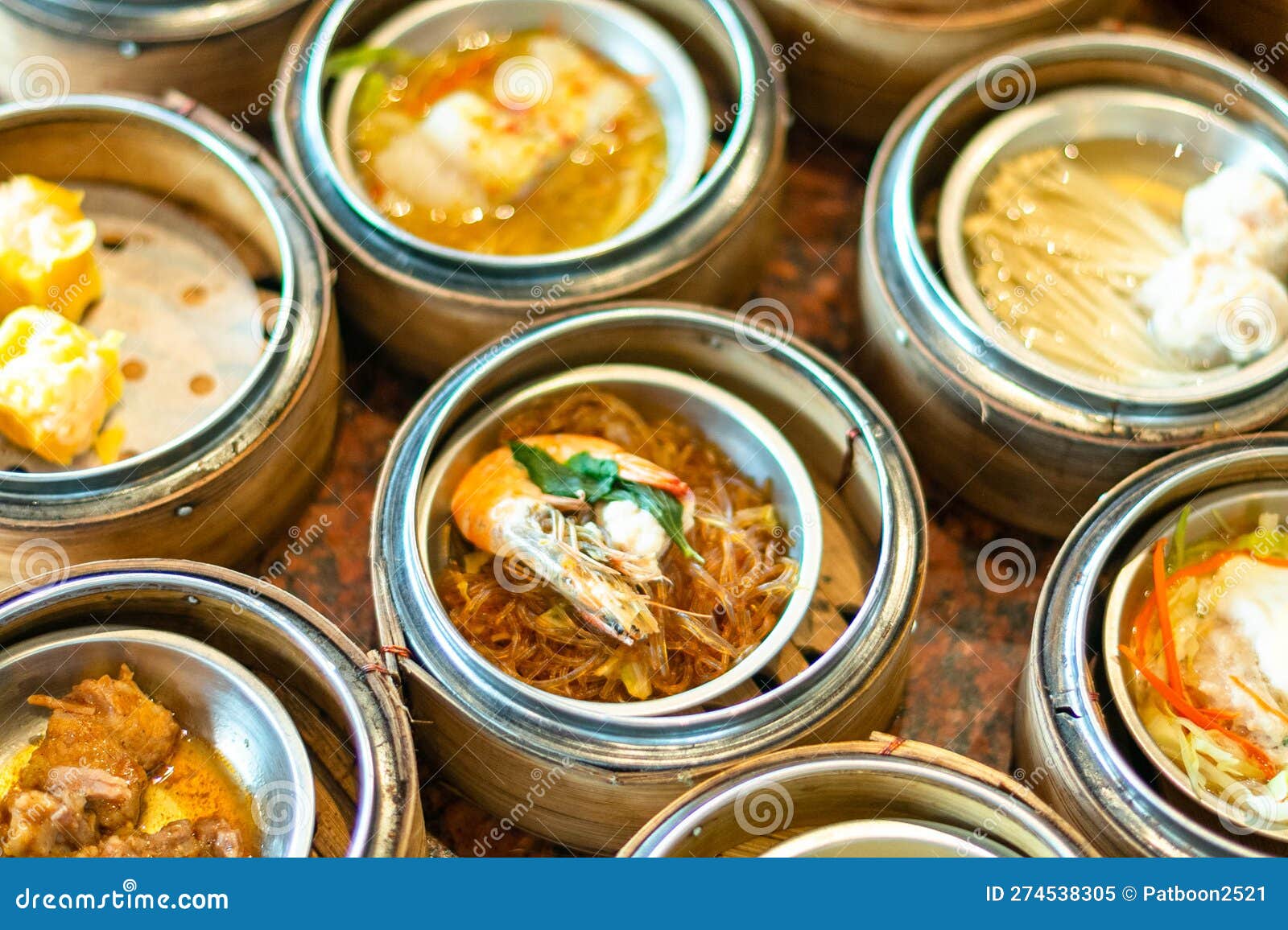 Dim Sum in Bamboo Steamer, Chinese Cuisine. Stock Image - Image of ...