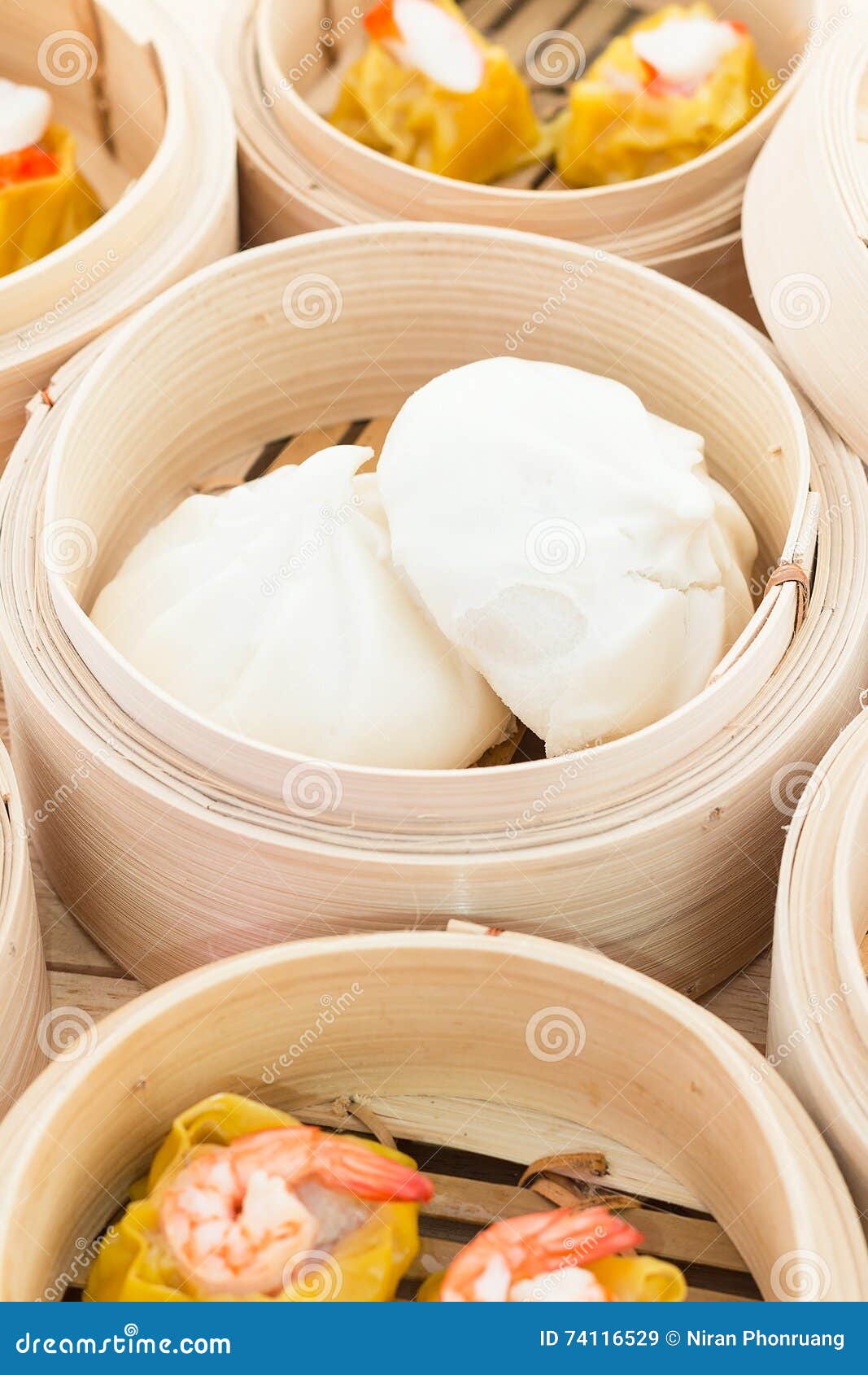 Dim Sum in Bamboo Trays stock image. Image of dumpling - 74116529
